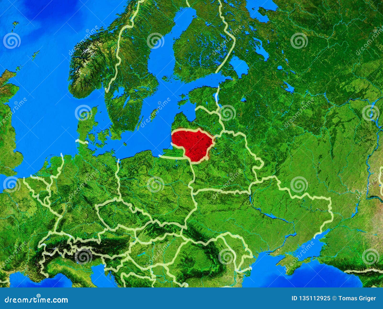 Lithuania on Earth with Borders Stock Image - Image of countries ...