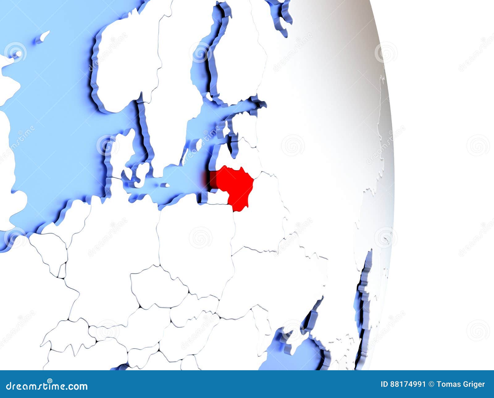 Lithuania on Elegant Modern 3D Globe Stock Illustration - Illustration ...