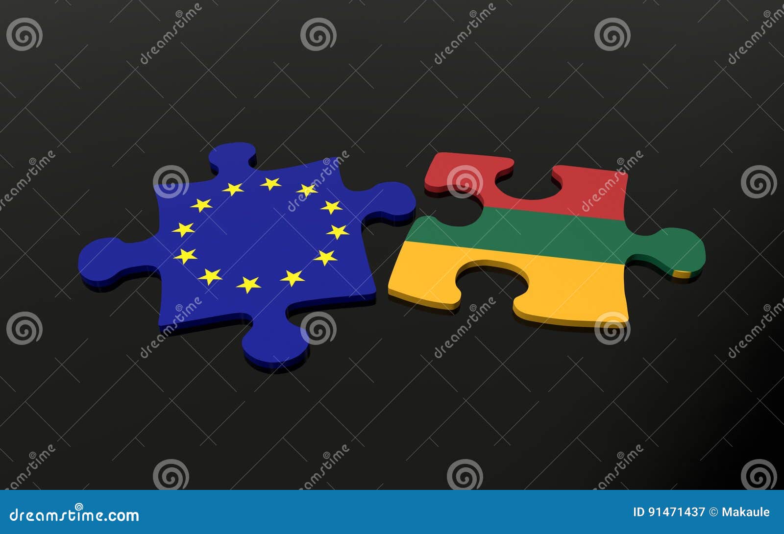 Lithuania and EU Puzzle Pieces Stock Illustration - Illustration of ...