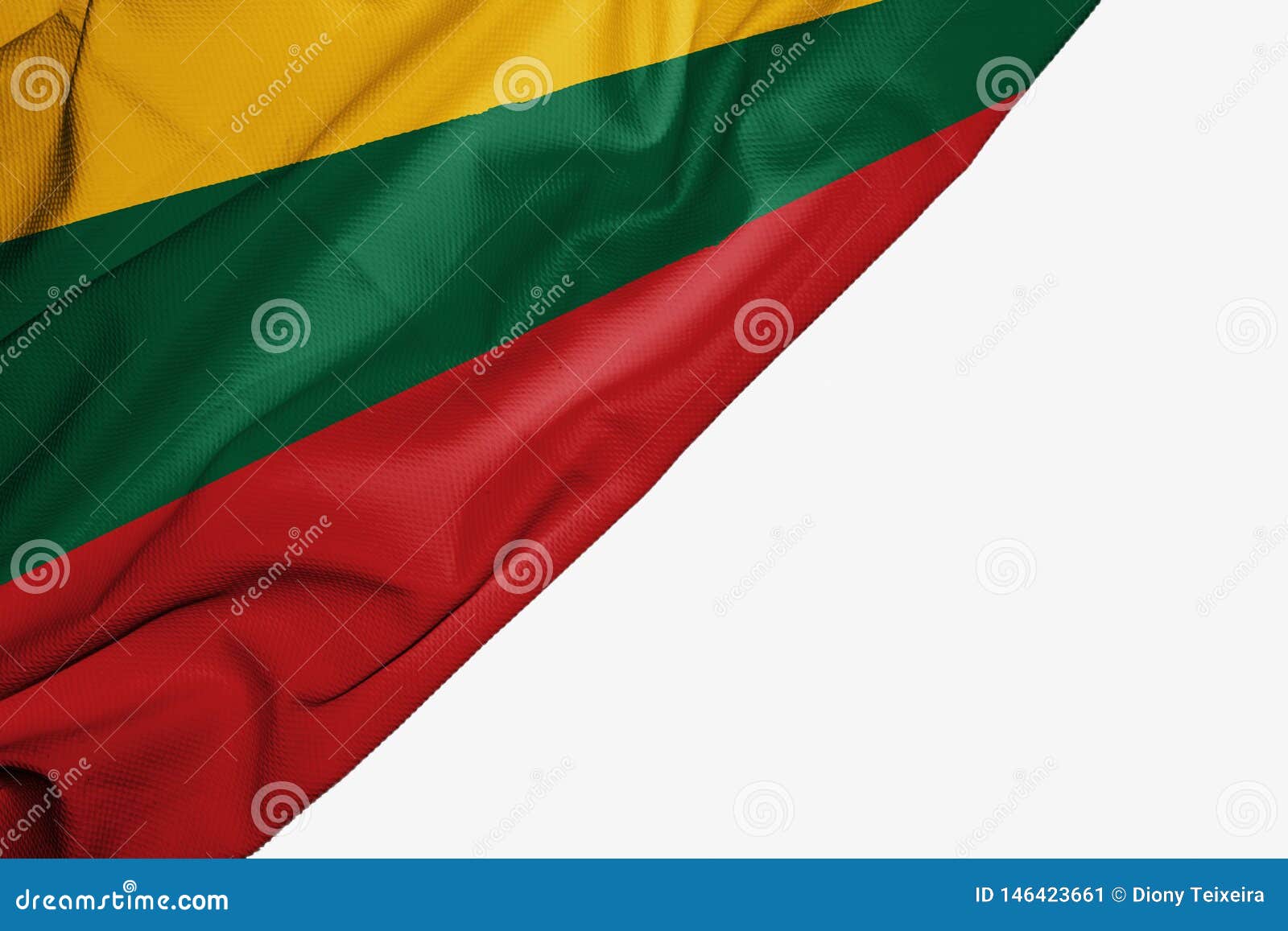 Lithuania Flag of Fabric with Copyspace for Your Text on White ...