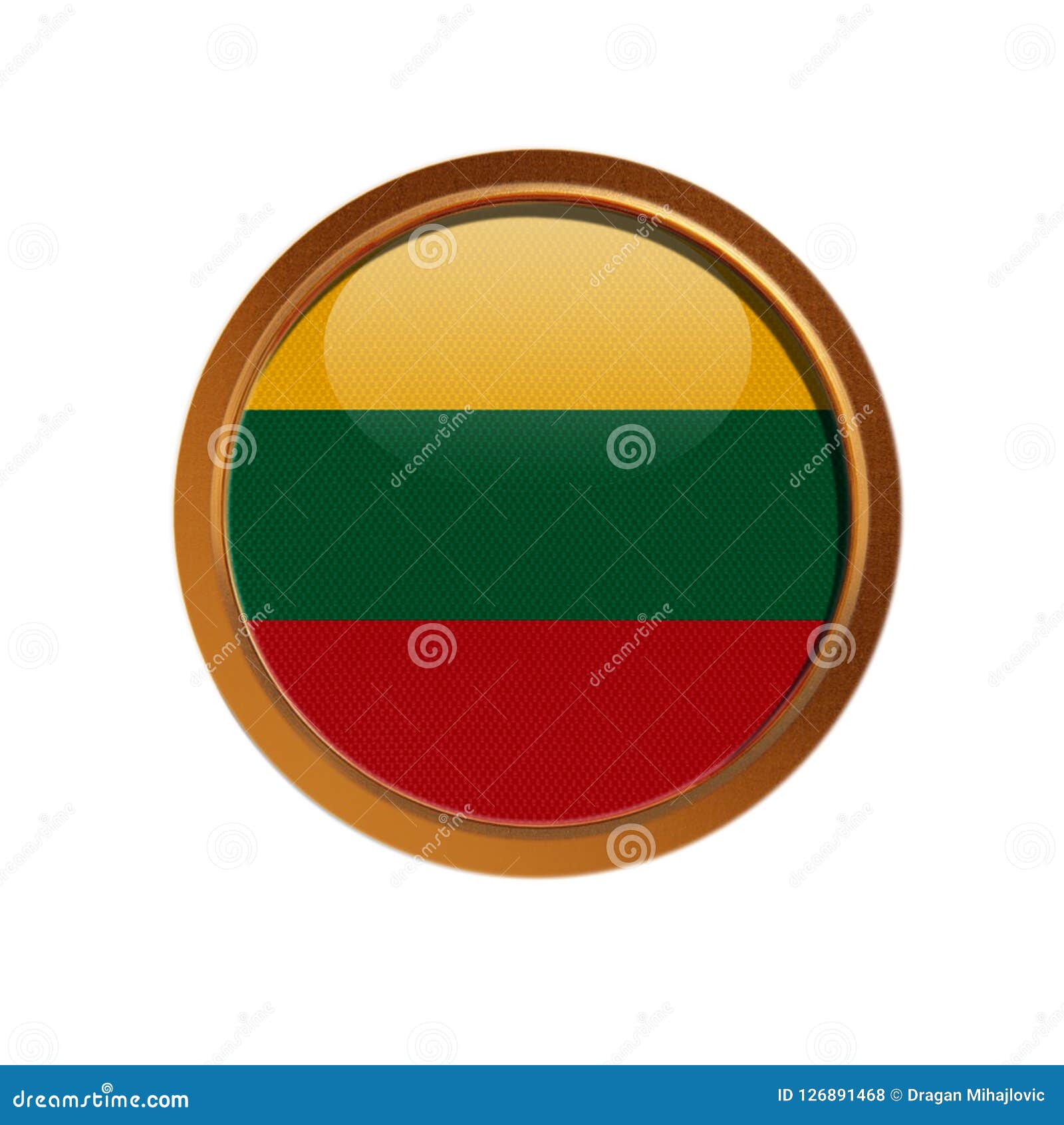 Lithuania Flag in the Golden Frame Stock Illustration - Illustration of ...
