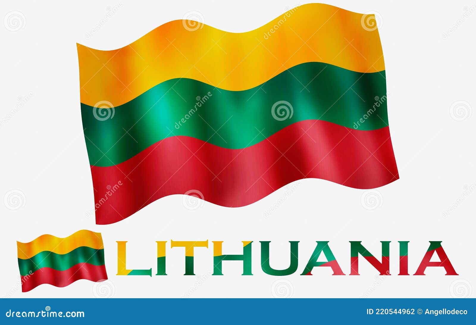 Lithuania Flag Illustration with Lithuania Text and White Space Stock ...