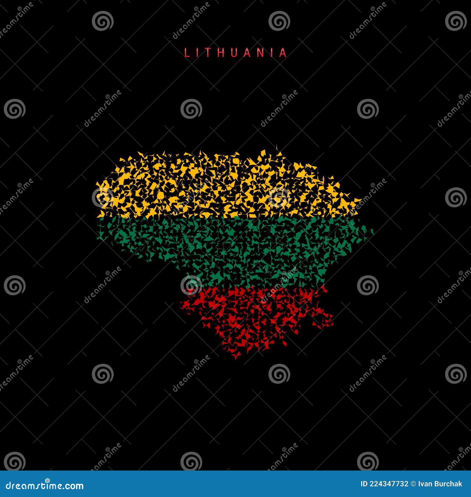Lithuania Flag Map Chaotic Particles Pattern In The Lithuanian Flag