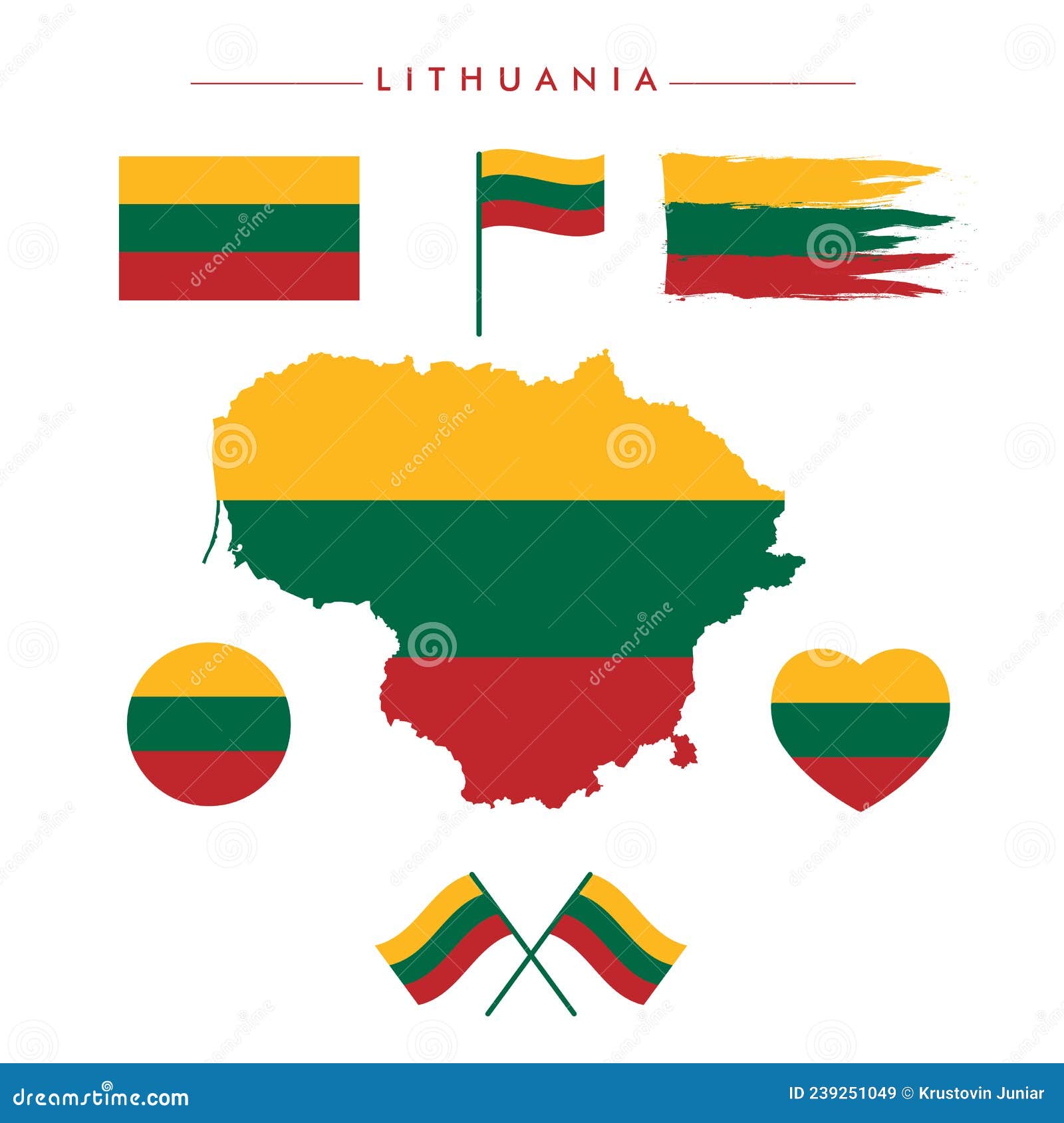 Lithuania Flag and Map Vector Stock Vector - Illustration of european ...