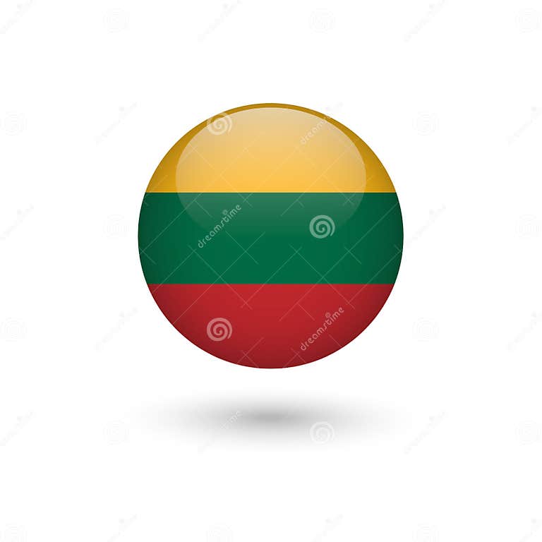 Lithuania Flag Round Glossy Stock Vector - Illustration of government ...