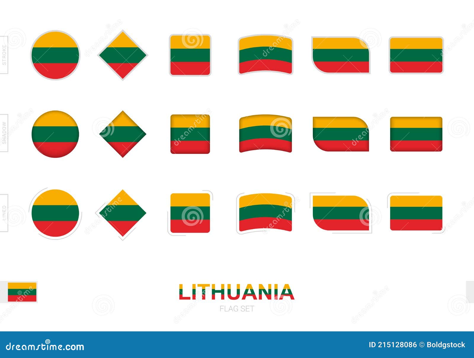 Lithuania Flag Set, Simple Flags of Lithuania with Three Different ...