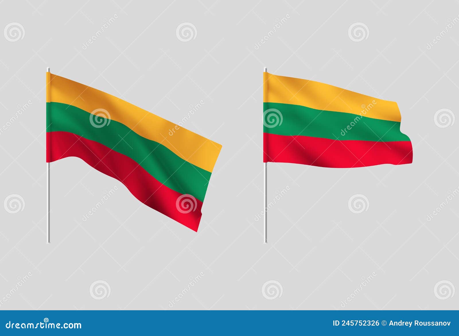 Lithuania Flags. Set of National Realistic Lithuanian Flags Stock ...