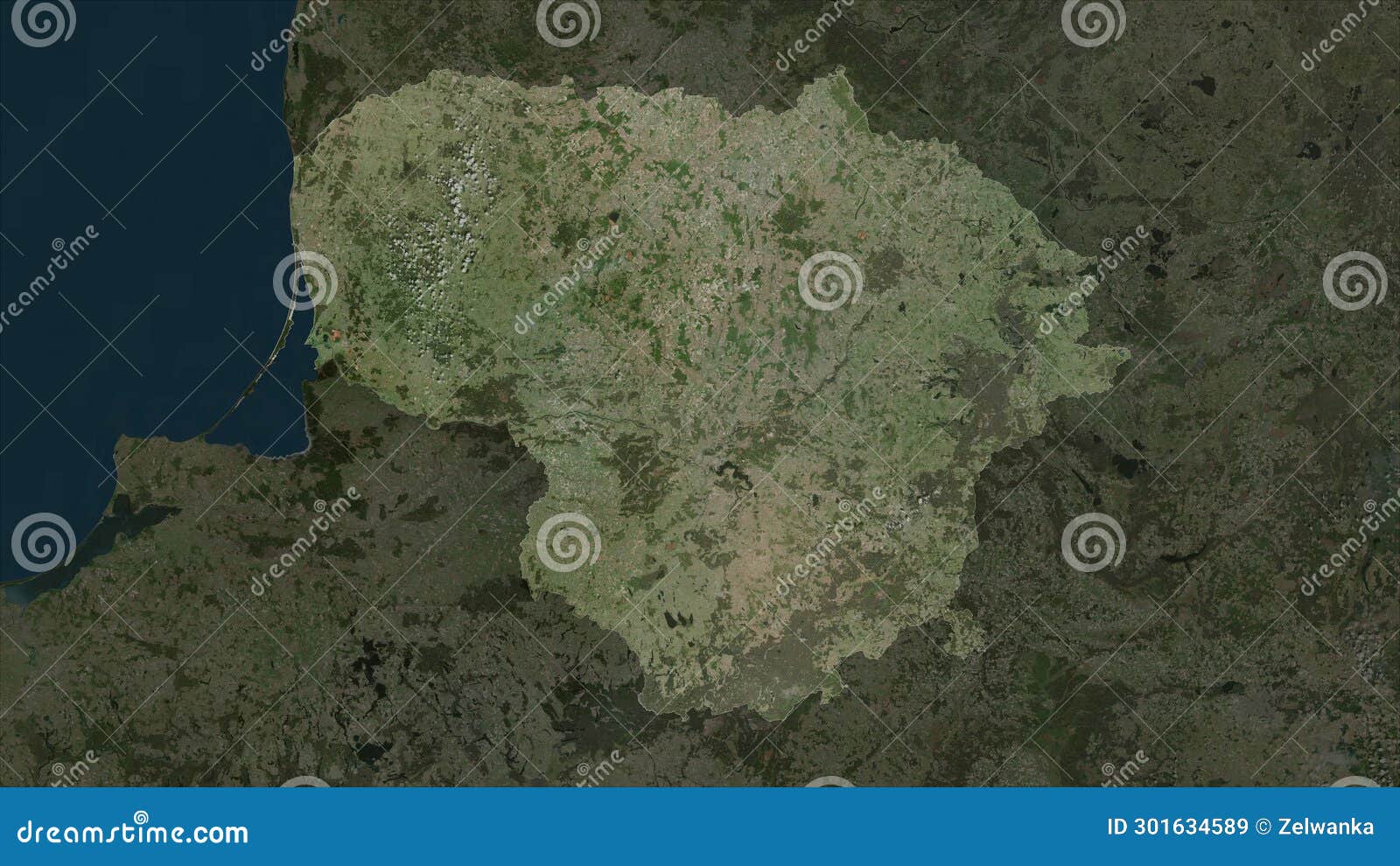 Lithuania Highlighted. High-res Satellite Stock Illustration ...