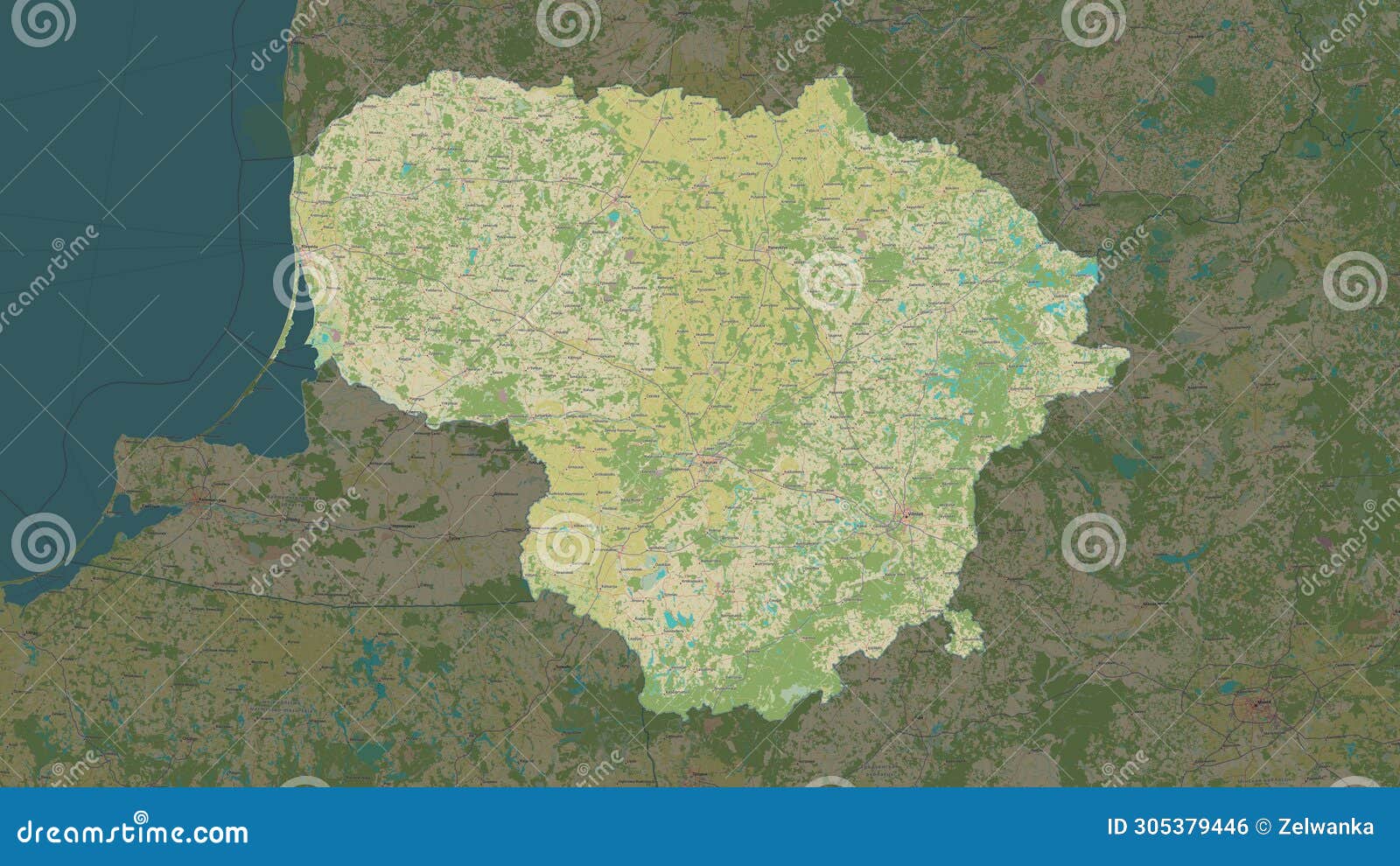 Lithuania Highlighted. Topo Humanitarian Stock Illustration - Illustration of vilnius ...