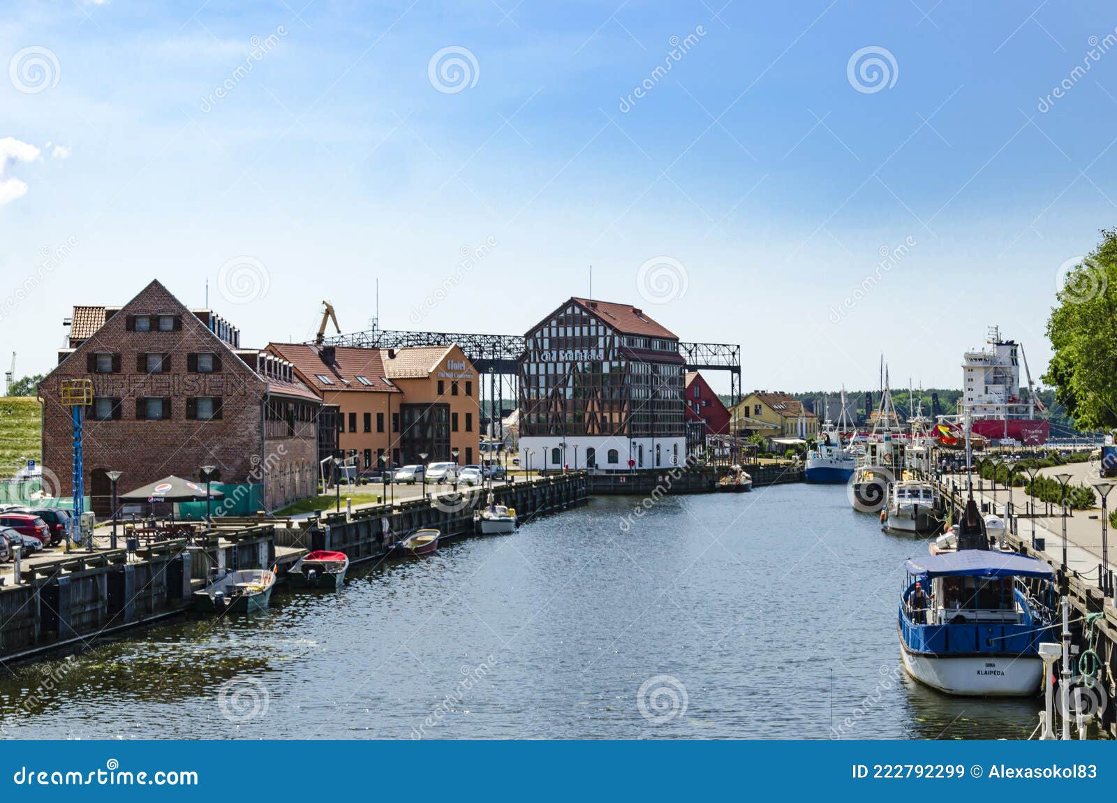 LITHUANIA, KLAIPEDA - JUNY 25, 2021: Ships and Boats on Dane River in ...