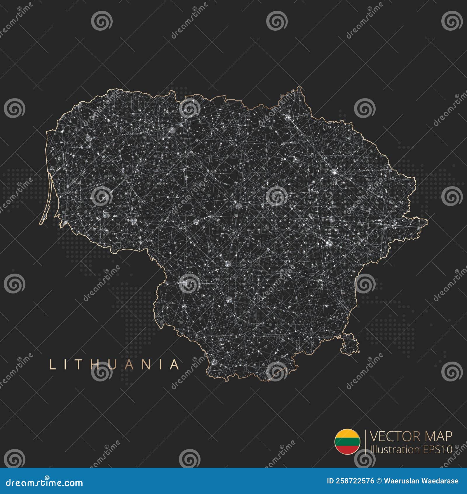 Lithuania Map Abstract Geometric Mesh Polygonal Light Concept with ...