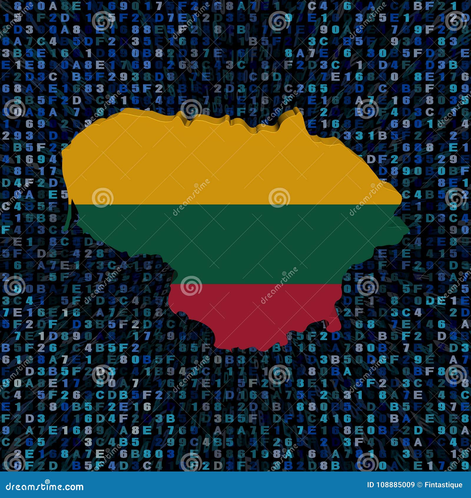 Lithuania Map Flag on Hex Code Illustration Stock Illustration ...