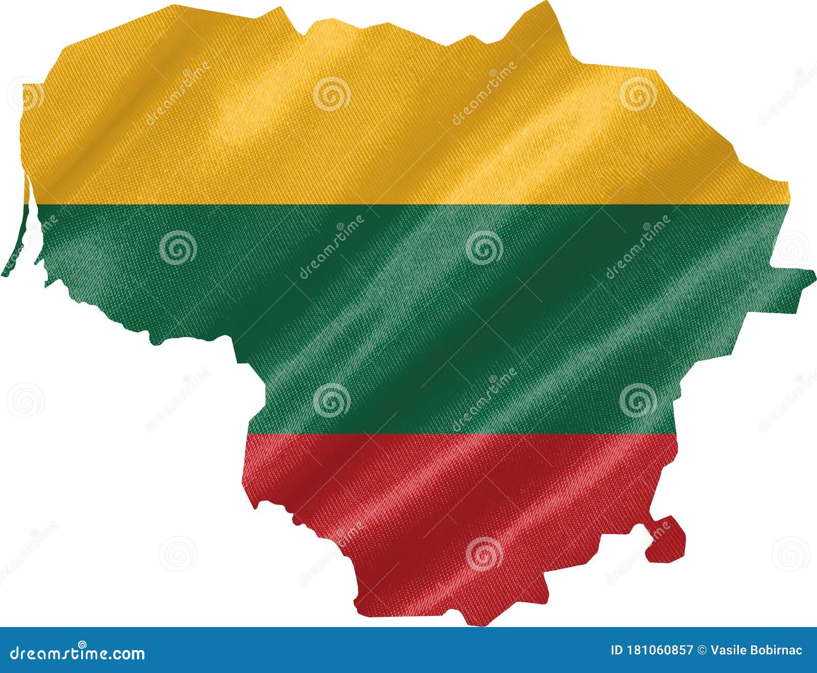 Lithuania Map with Flag stock illustration. Illustration of outline ...