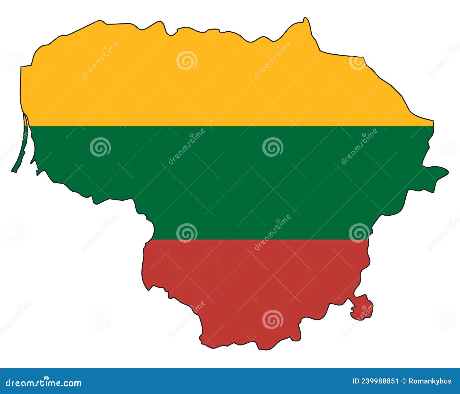 Lithuania Map with Flag - Outline of a State with a National Flag Stock ...