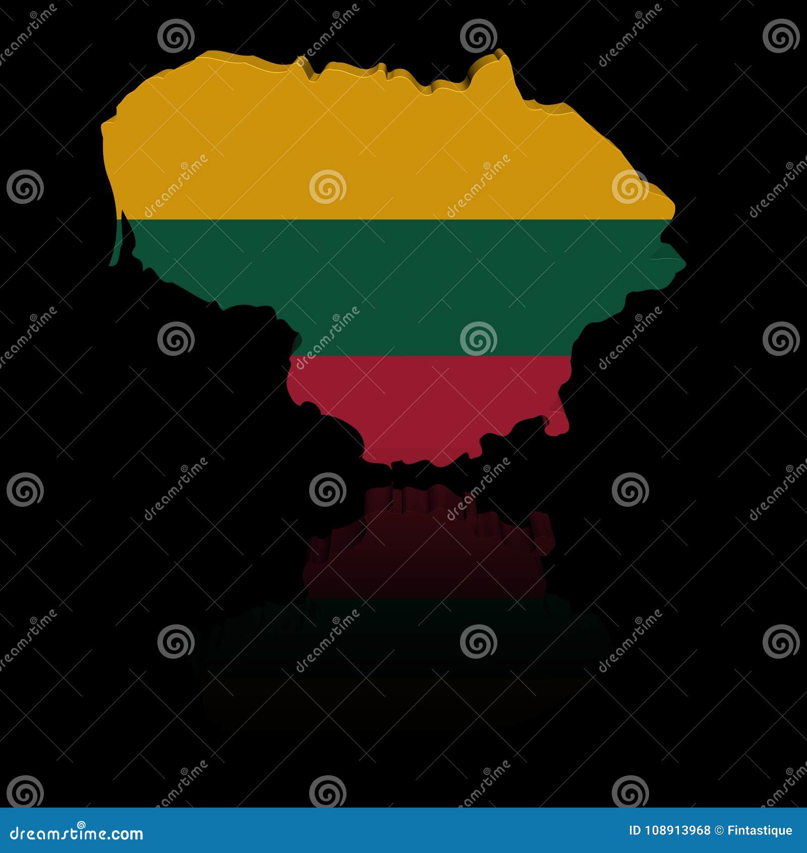 Lithuania Map Flag with Reflection Illustration Stock Illustration ...