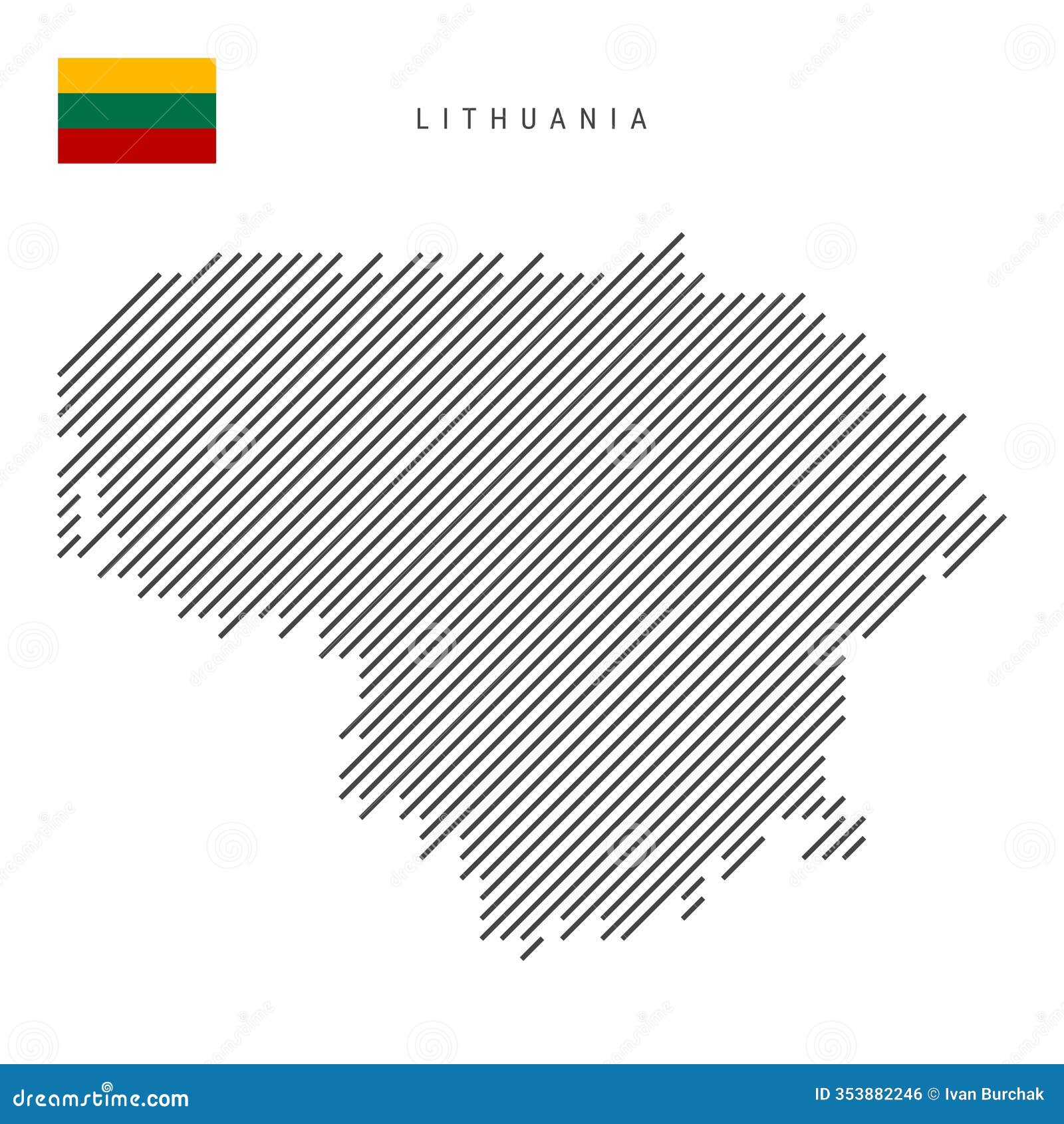 Lithuania Map from Pattern of Black Slanted Parallel Lines. Flat Vector ...