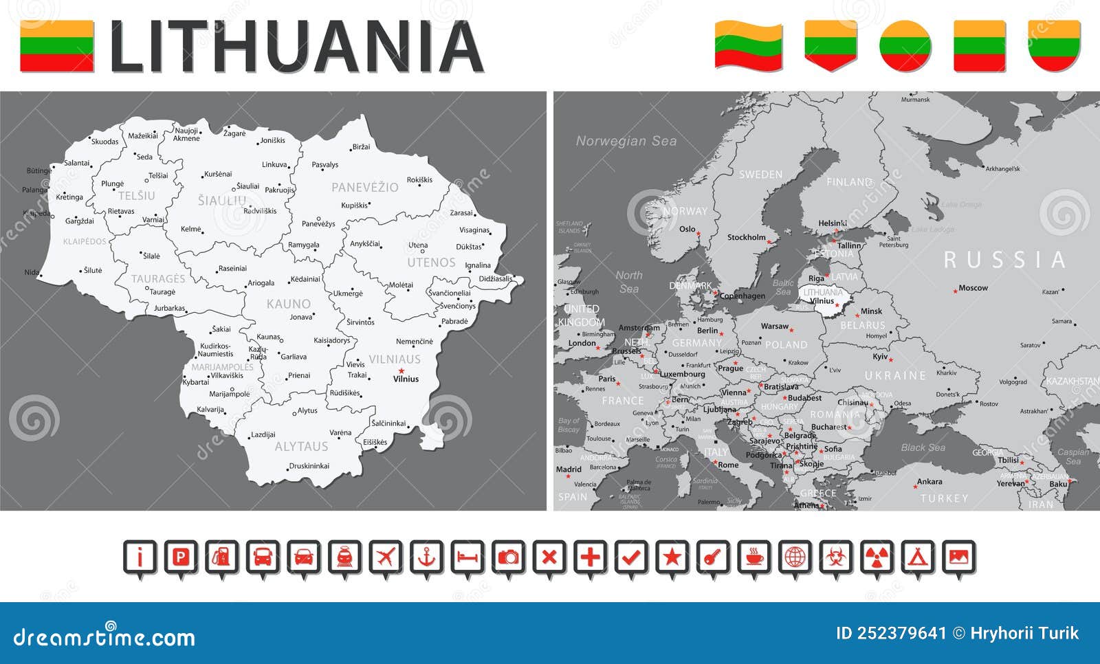 Lithuania Map - Vector Infographic Set Stock Illustration ...