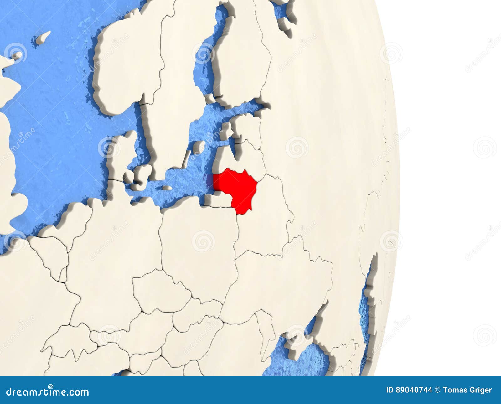 Lithuania on Model of Political Globe Stock Illustration - Illustration ...