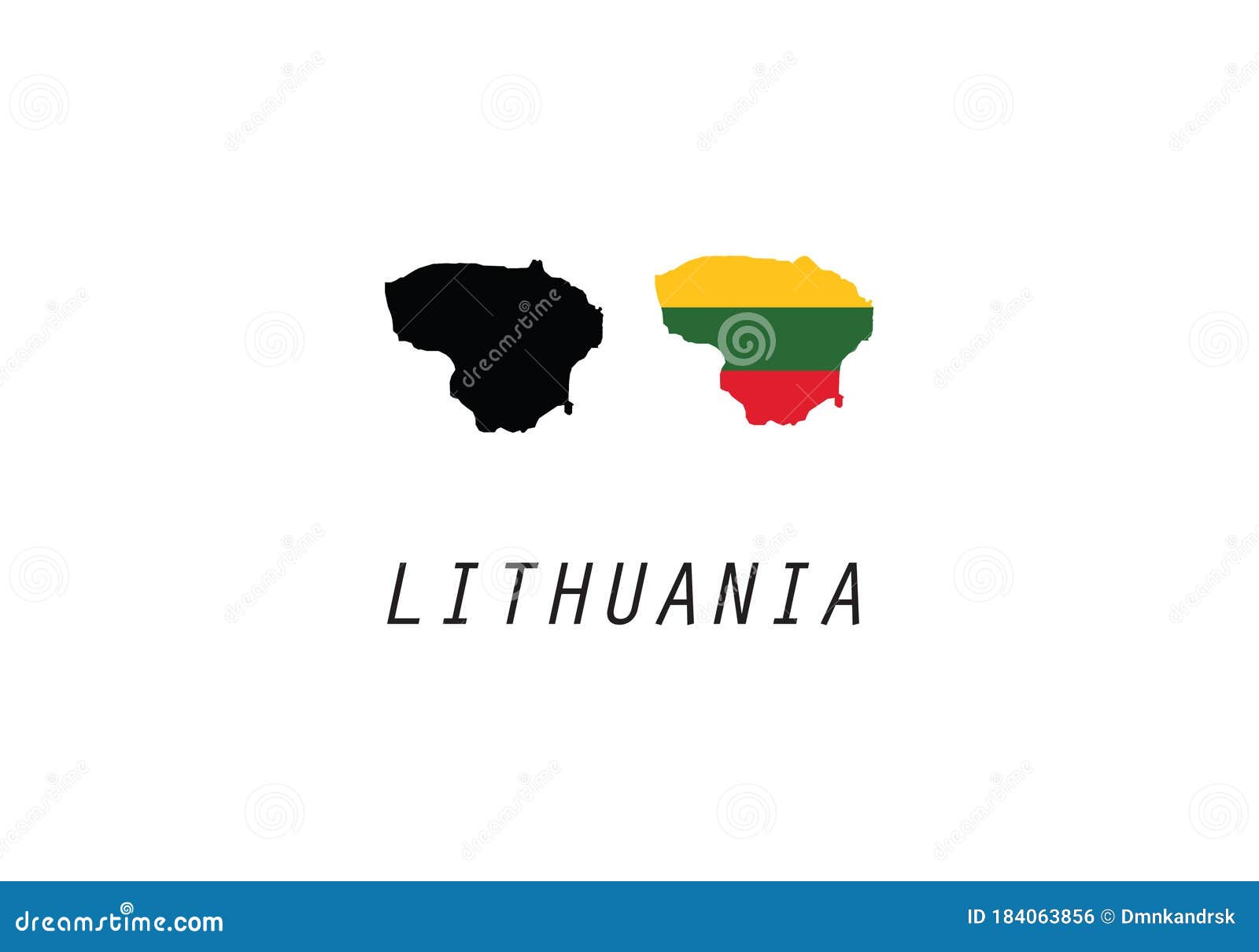 Lithuania Outline Map Country Shape State Borders National Symbol Flag ...