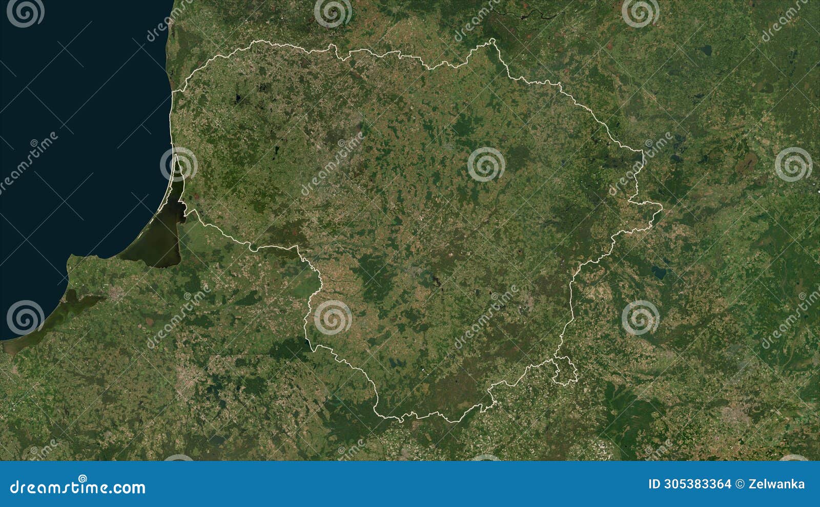 Lithuania Outlined. Low-res Satellite Stock Illustration - Illustration ...