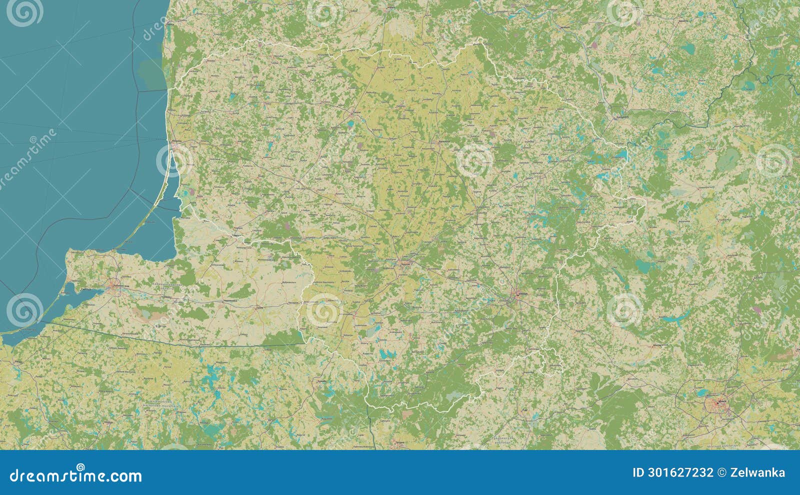 Lithuania Outlined. Topo Humanitarian Stock Illustration - Illustration ...