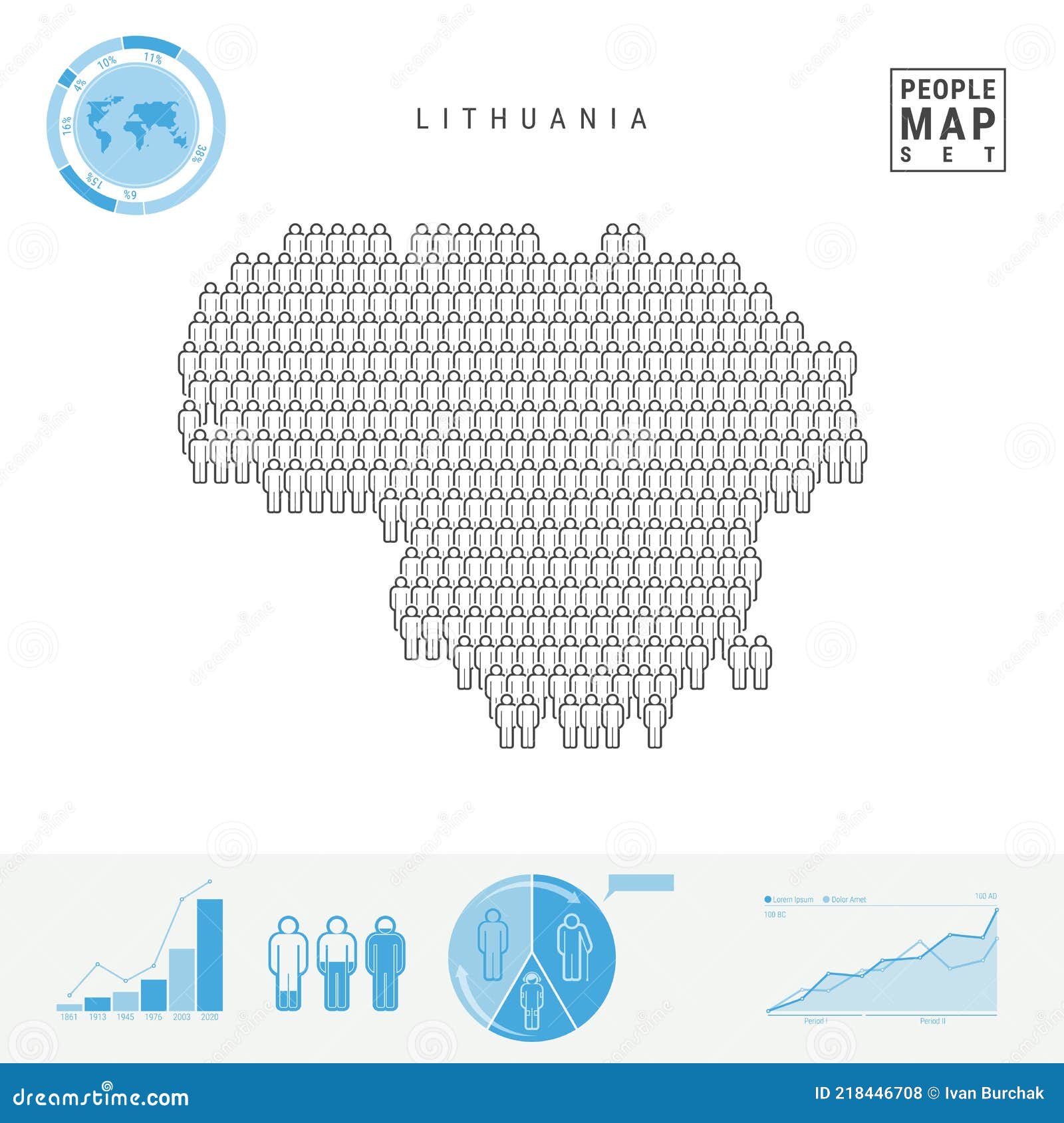 Lithuania People Icon Map. Stylized Vector Silhouette of Lithuania ...