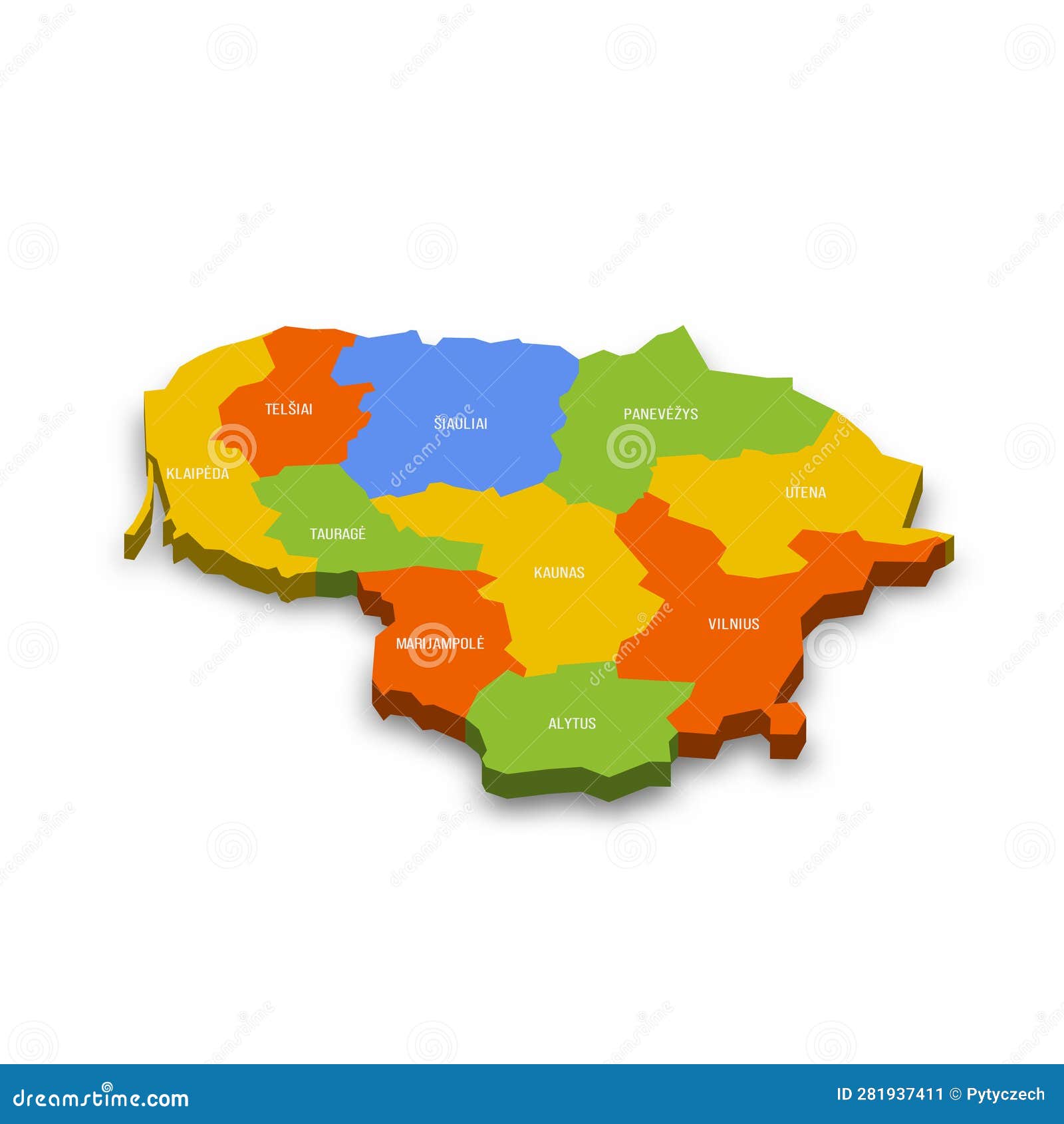 Lithuania Political Map of Administrative Divisions Stock Illustration ...
