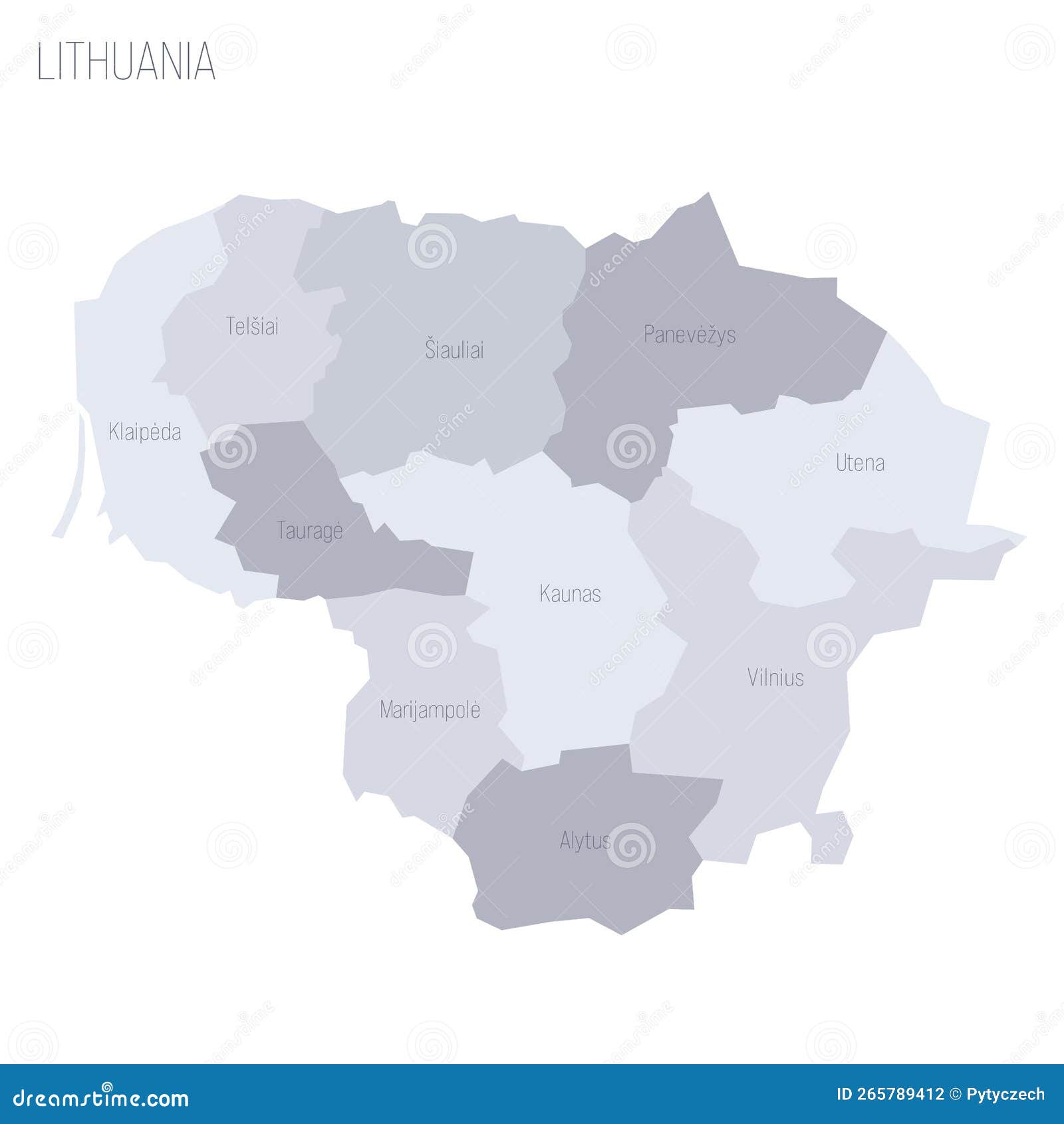 Lithuania Political Map of Administrative Divisions Stock Photo - Image ...