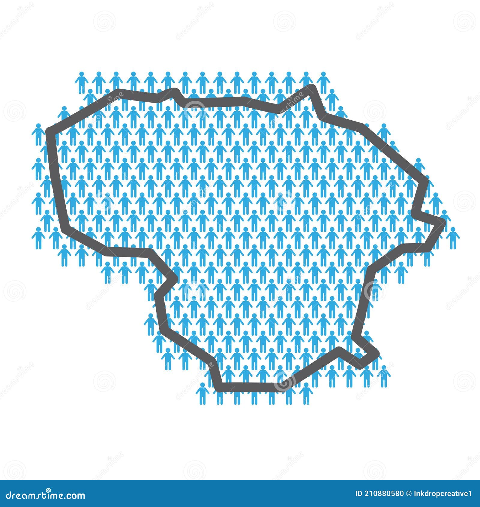 Lithuania Population Map. Country Outline Made from People Figures ...