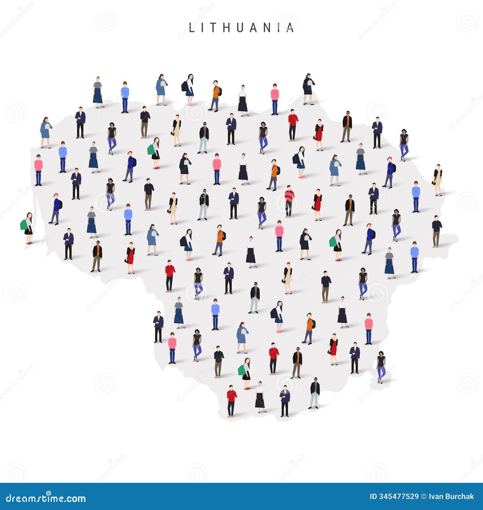 Lithuanian People Icon Map. Detailed Vector Silhouette. Mixed Crowd Of ...