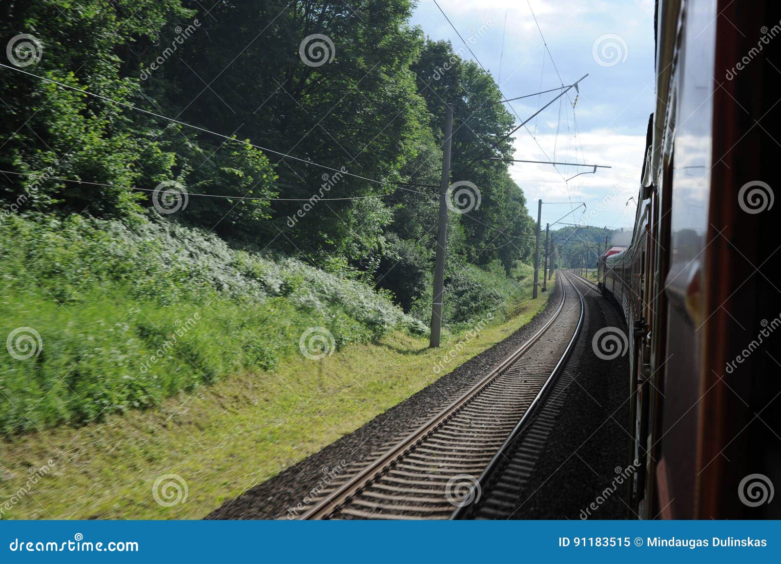 Lithuania Railway Network and Track. Going on Fast Train. Stock Image ...