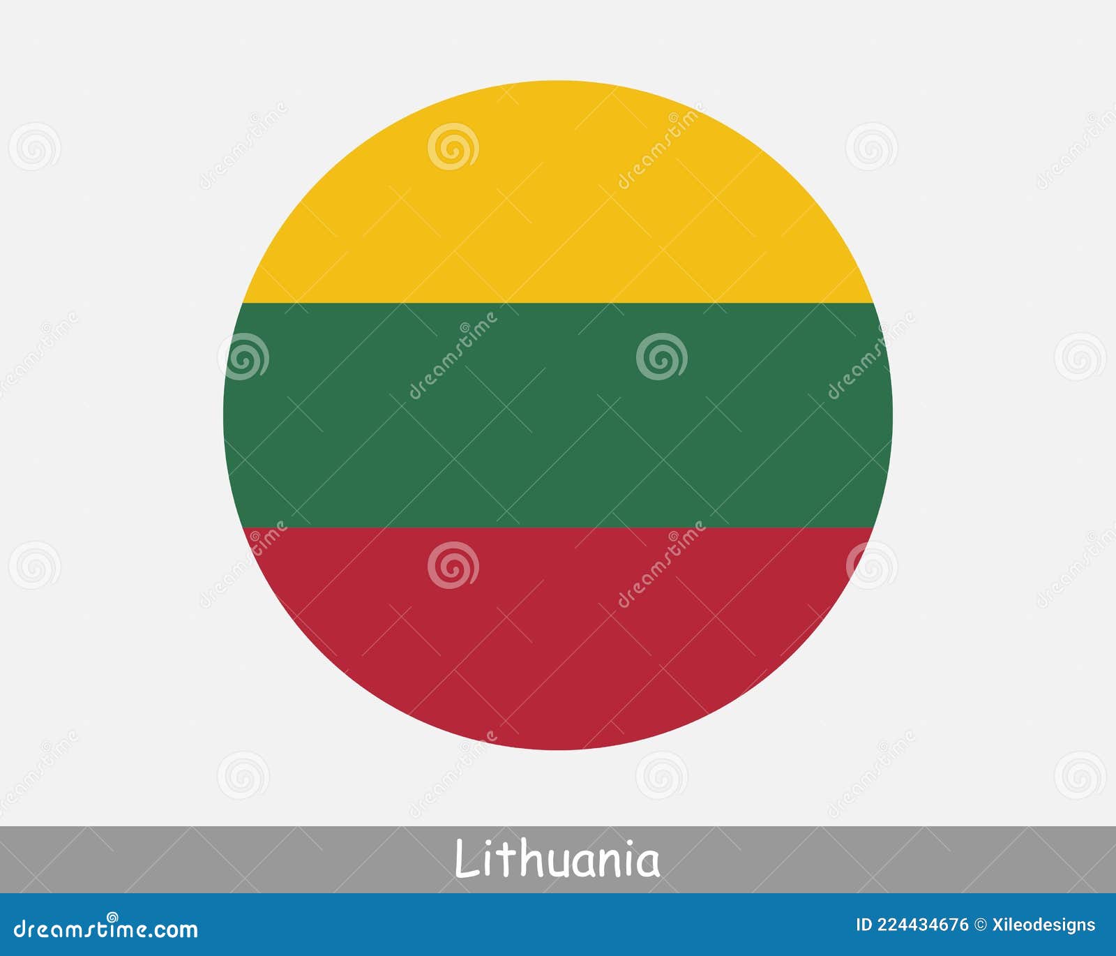 Lithuania Round Circle Flag. Lithuanian Circular Button Banner Icon ...
