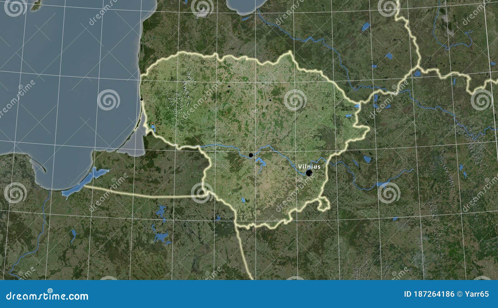 Lithuania - Satellite. Composition, Borders Stock Illustration ...