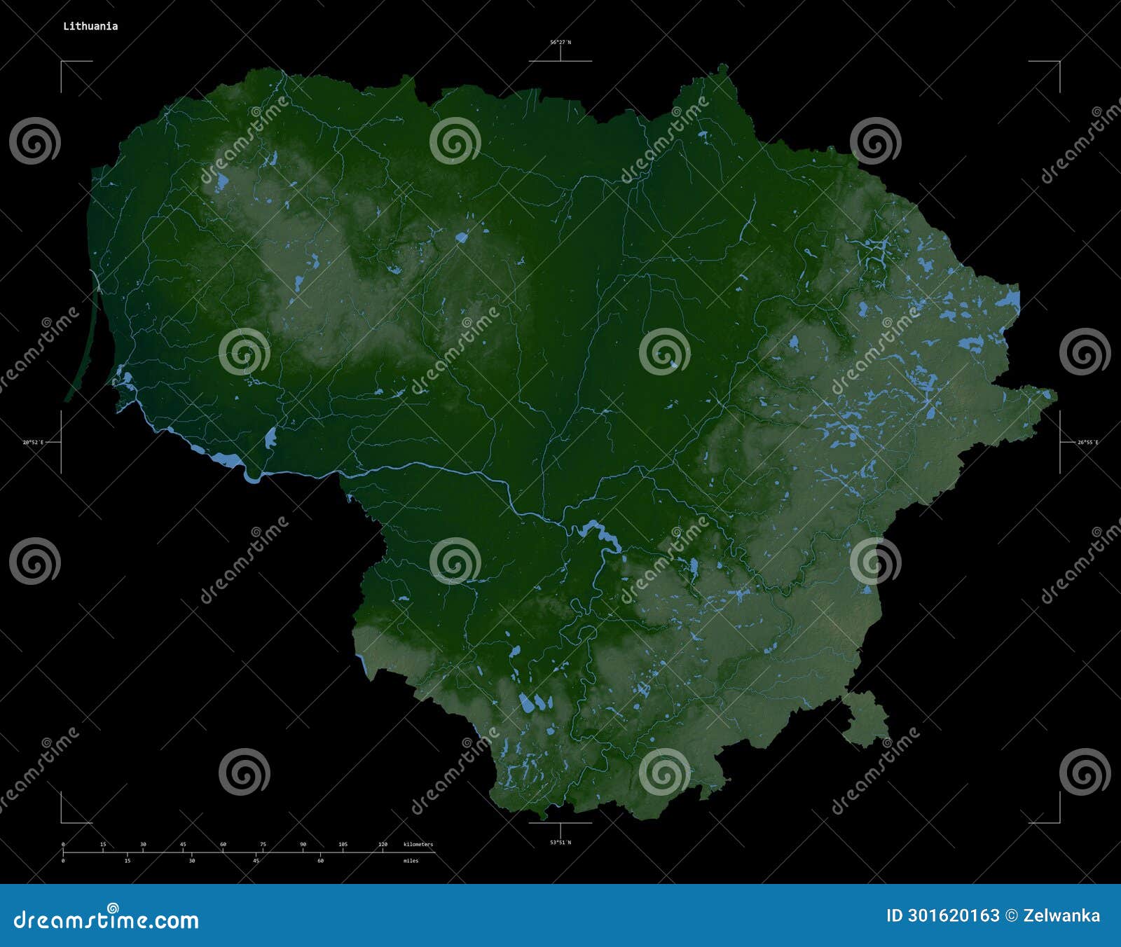 Lithuania Shape on Black. Physical Stock Illustration - Illustration of ...