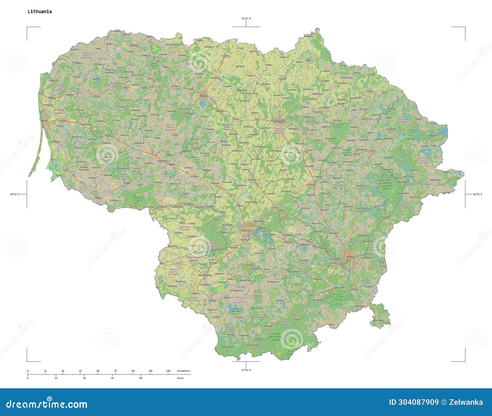 Lithuania Shape on White. Topo Standard Stock Illustration ...