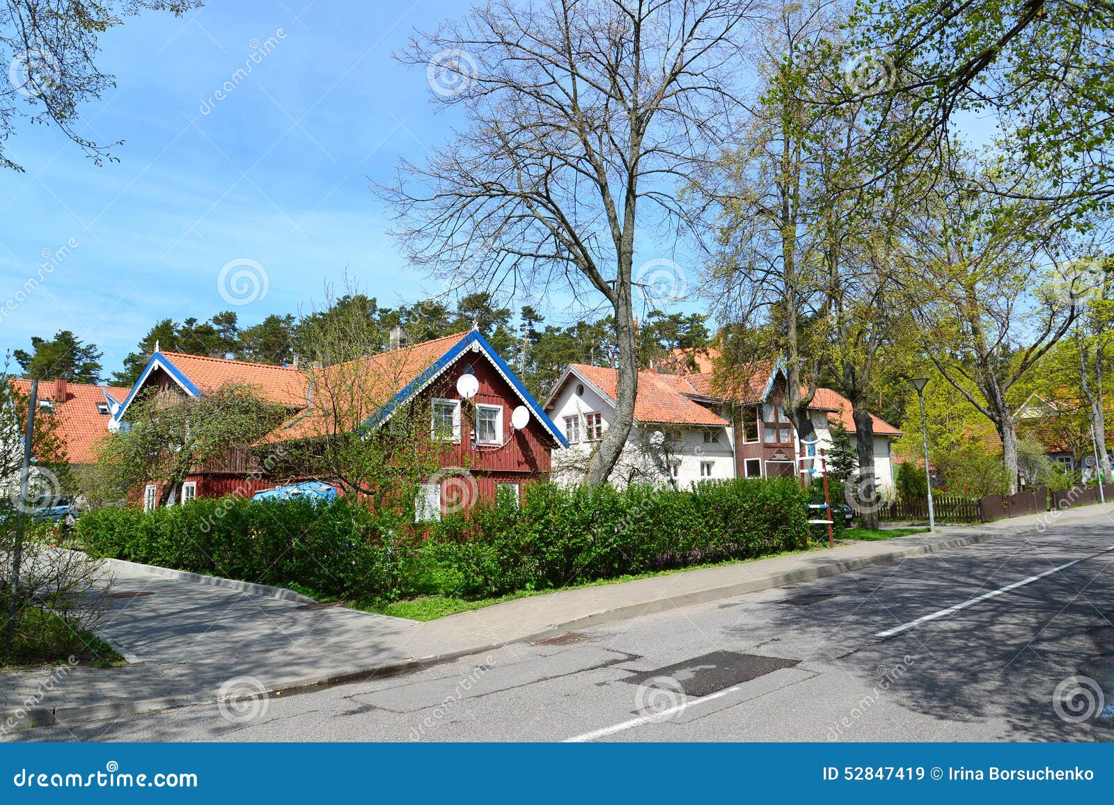 Lithuania. Spring Street in Nida Stock Image - Image of nida, rural ...