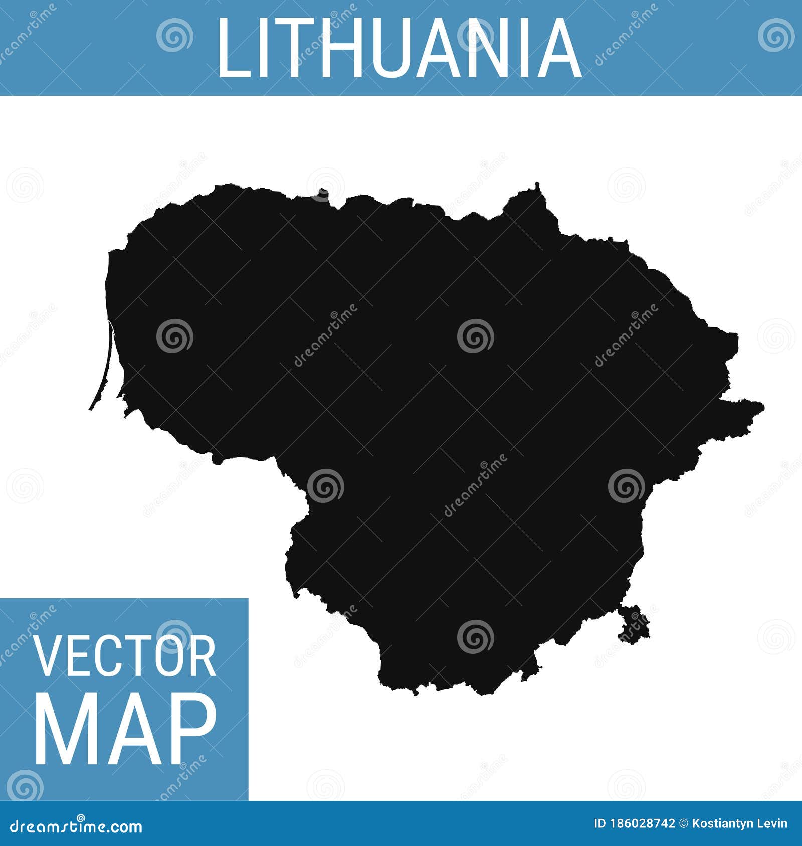 Lithuania Vector Map Isolated On White Background. High-Detailed Black ...