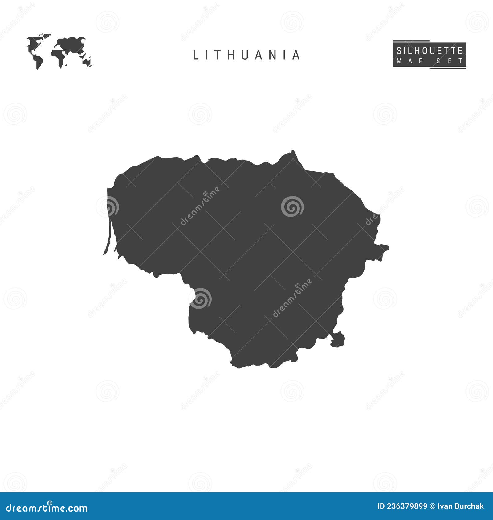 Lithuania Vector Map Isolated on White Background. High-Detailed Black ...