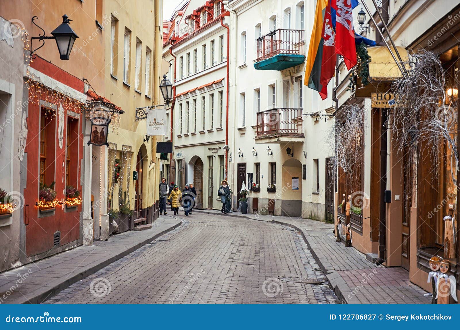 Lithuania. the Old Streets of Vilnius. New Year in Vilnius. January 3 ...