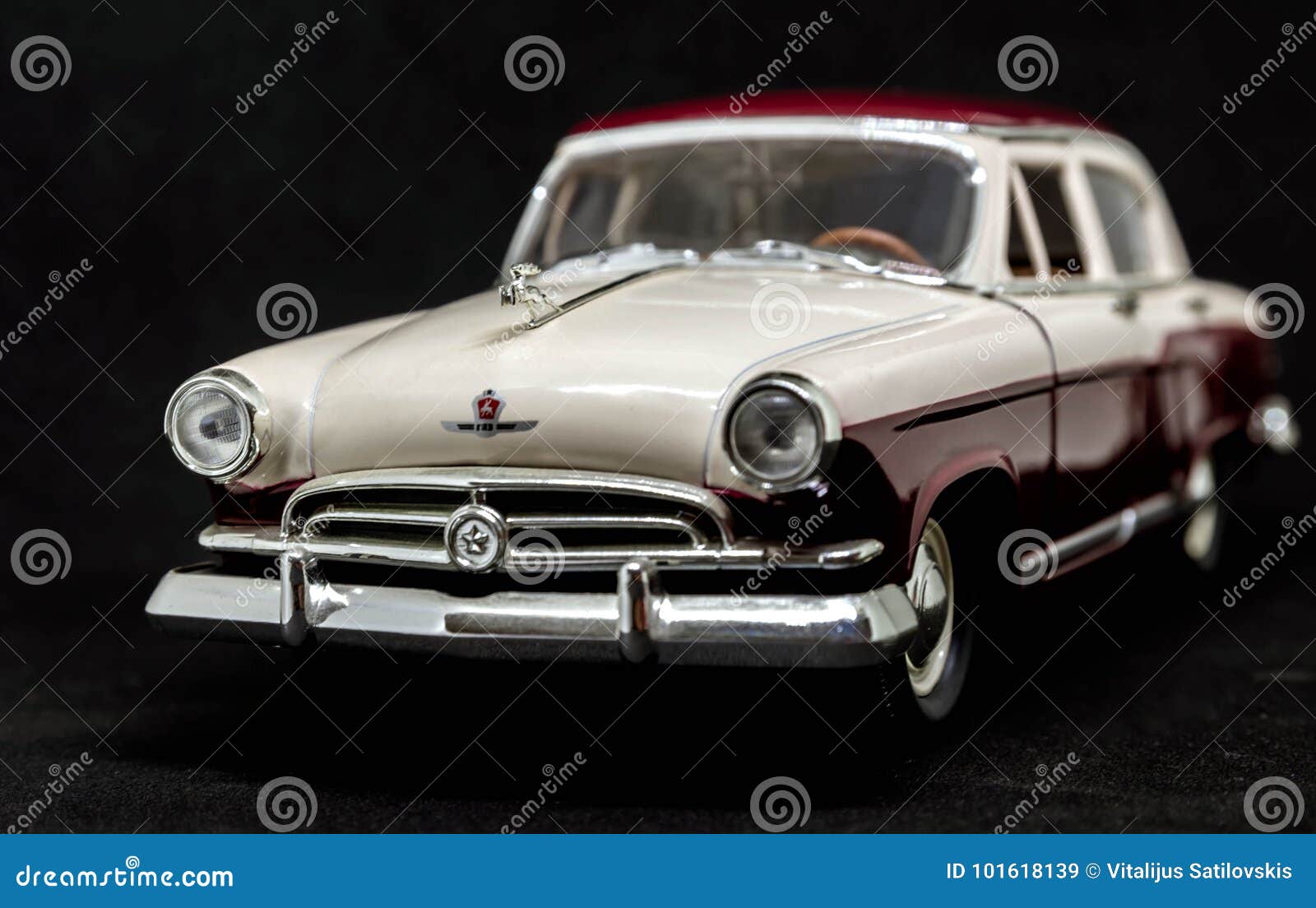 Lithuania Vilnius, Soviet Car Model Isoated on Black Background. Gaz 21 ...