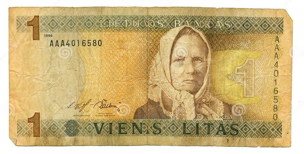 Lithuanian Banknote at 1 Litas, 1994 Stock Photo - Image of loan, bill ...