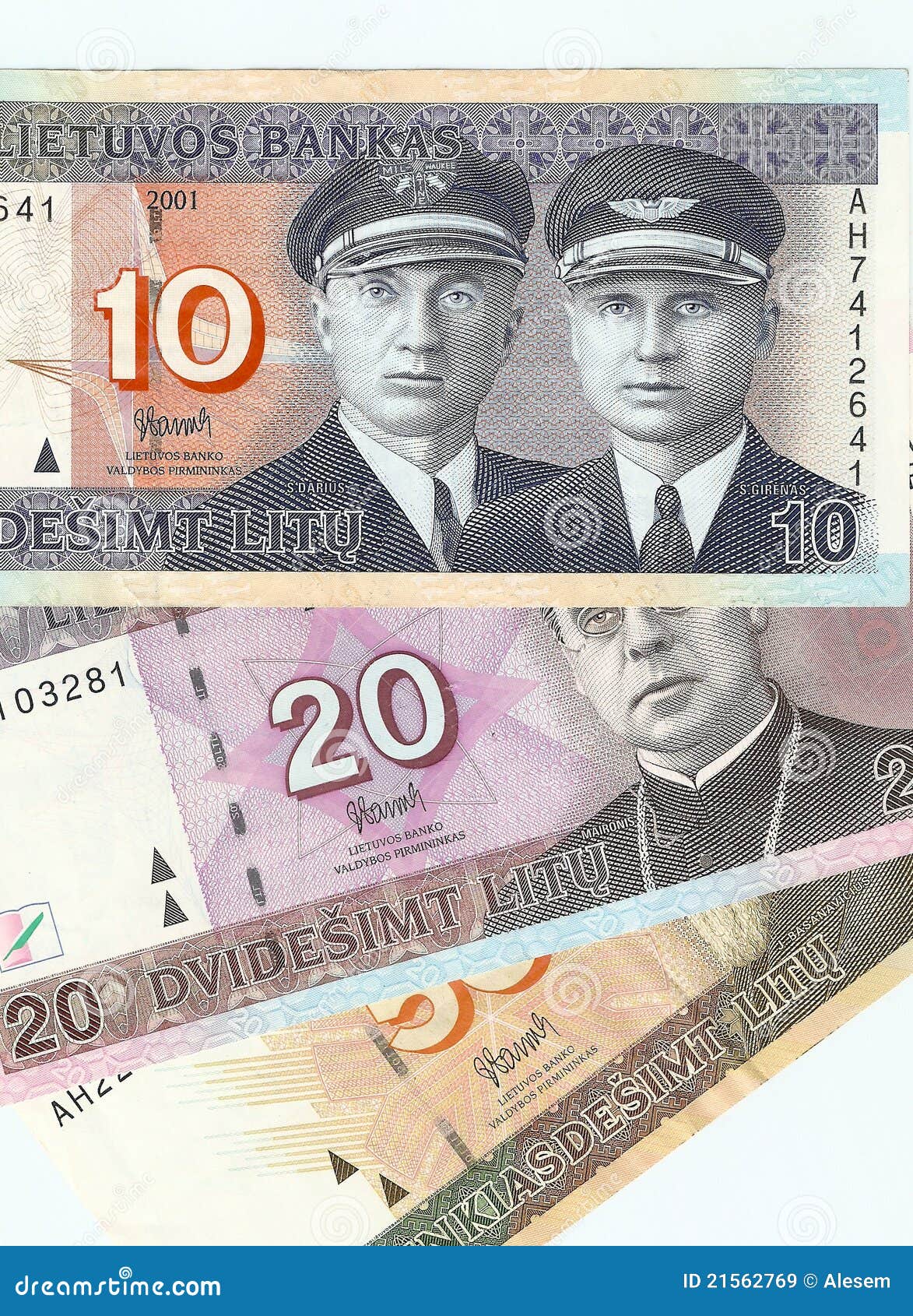 Lithuanian Banknotes, 10, 20 and 50 Litas. Stock Image - Image of money ...