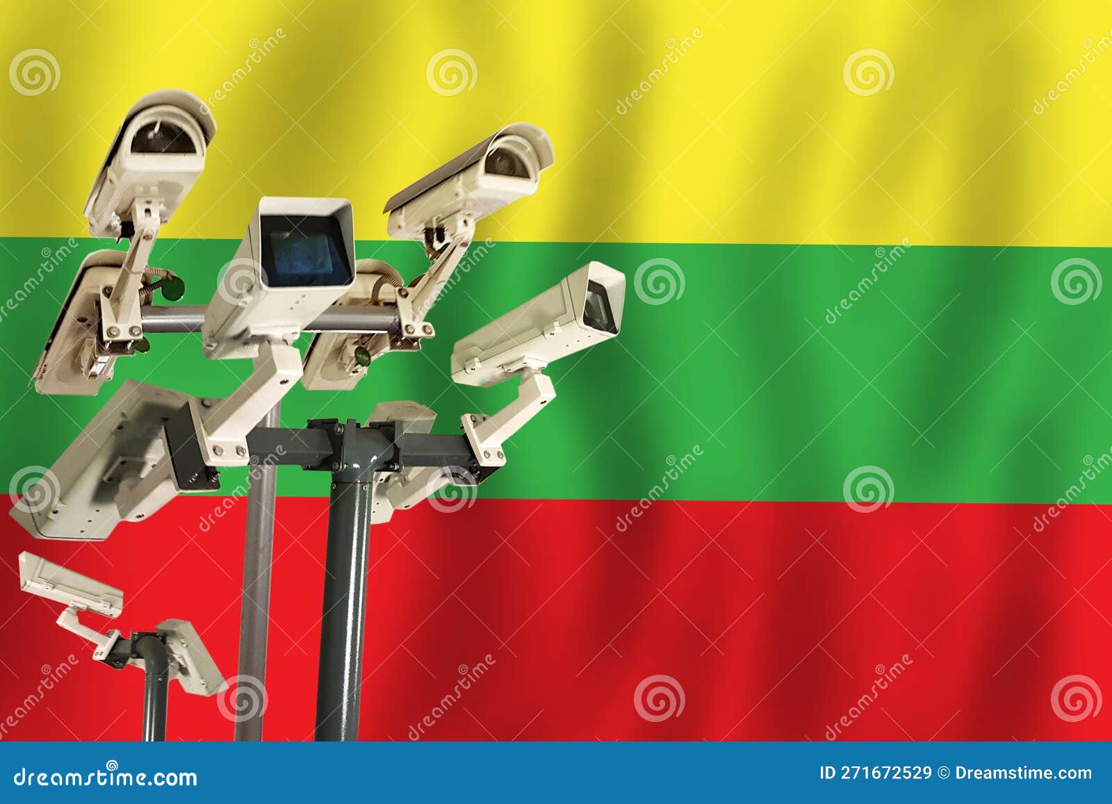 Lithuanian CCTV Camera on the Flag of Lithuania Surveillance, Security ...