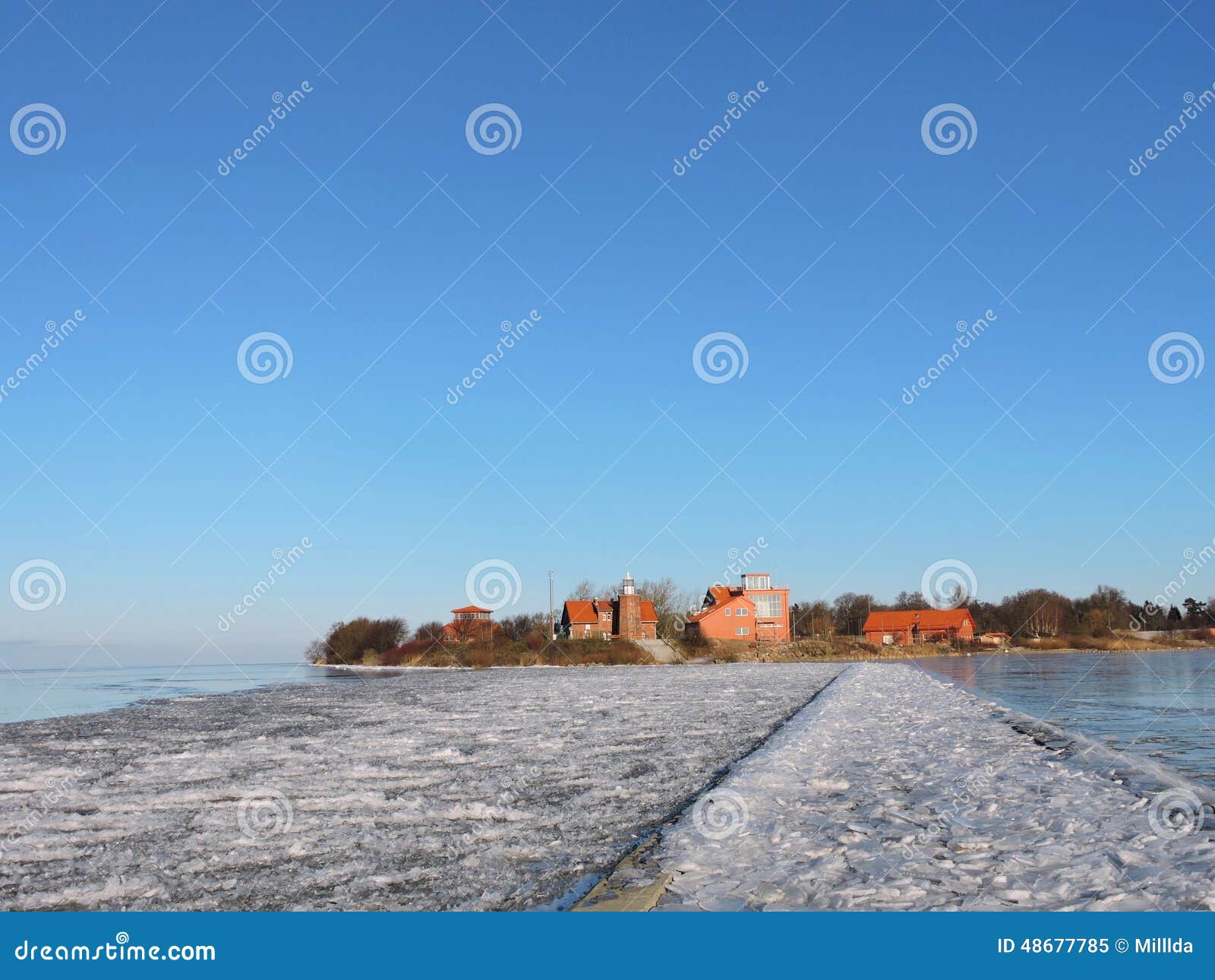Lithuanian Landscape in Winter Stock Image - Image of pier, lithuania ...