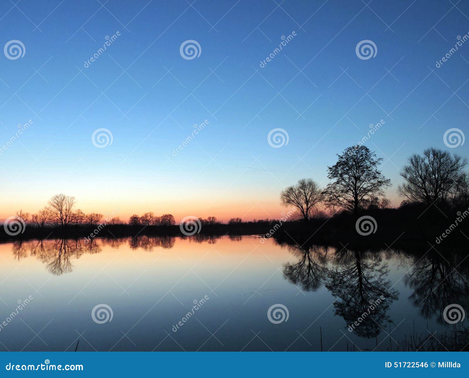 Lithuanian Spring Landscape , Sunset Stock Photo - Image of river, pink ...
