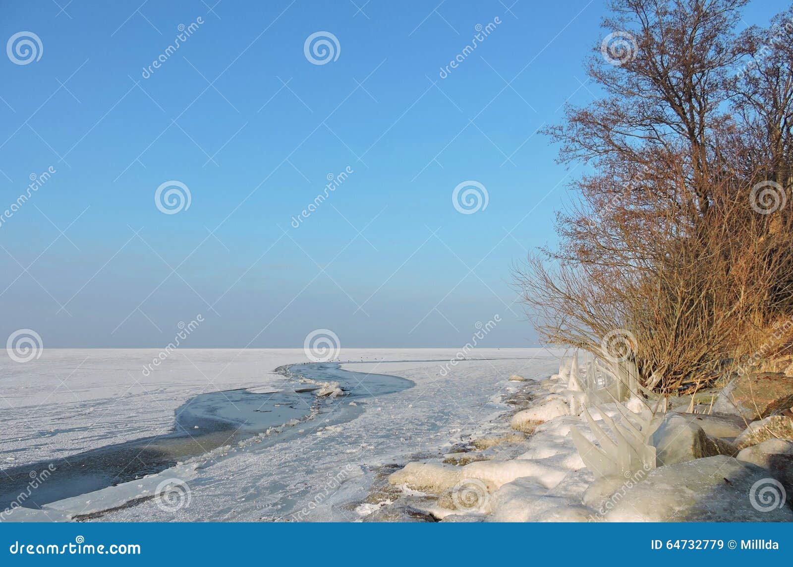 Lithuanian Winter Landscape Stock Image - Image of spit, sunny: 64732779