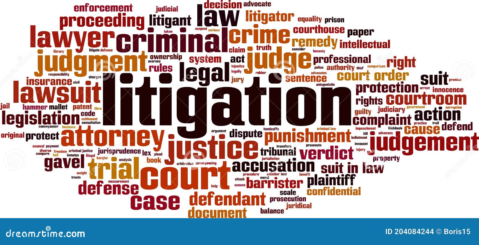 Litigation word cloud stock vector. Illustration of action - 204084244