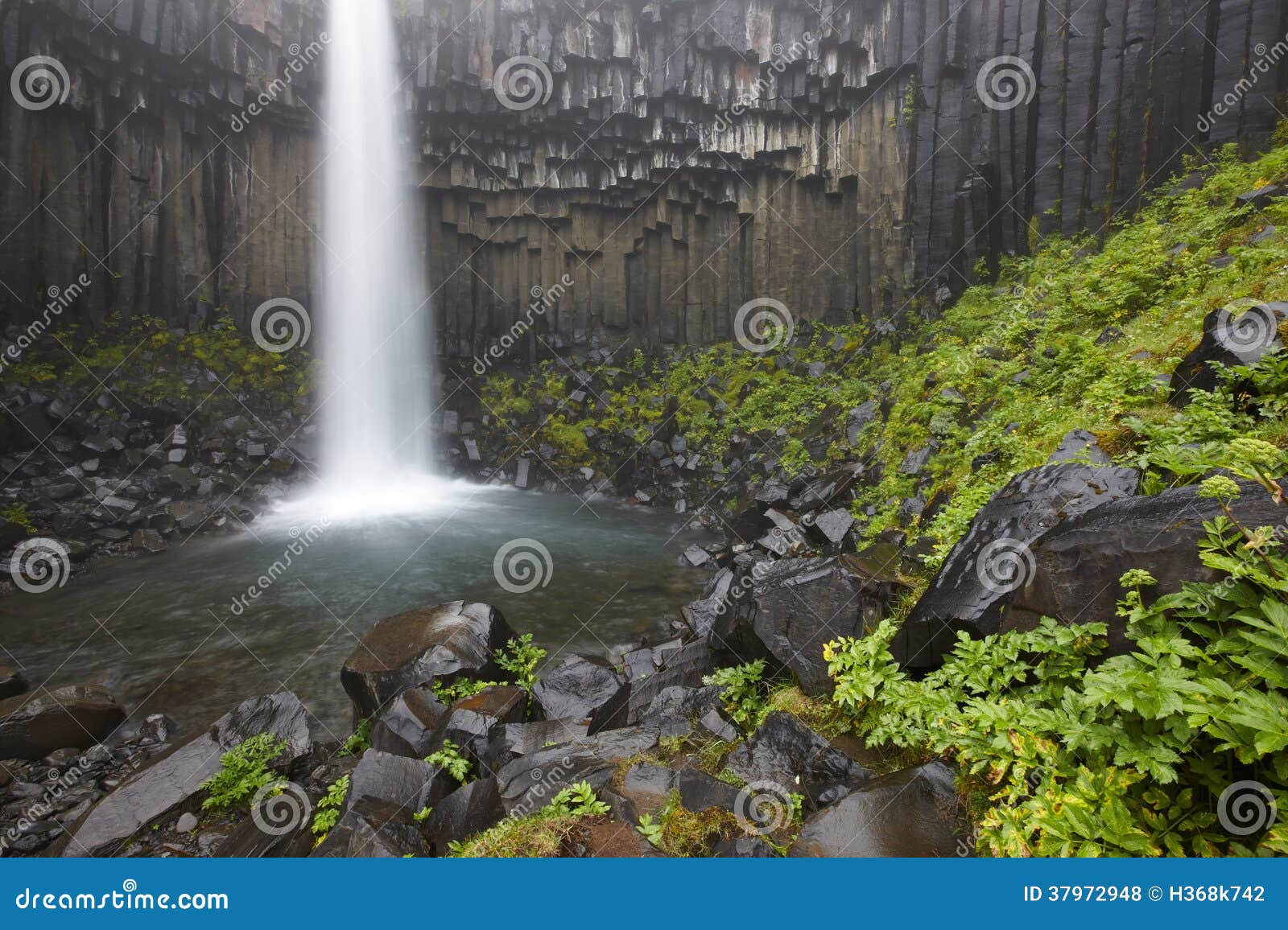 Litlanesfoss-Wasserfall Und Basaltfelsen in Island Stockfoto - Bild von ...