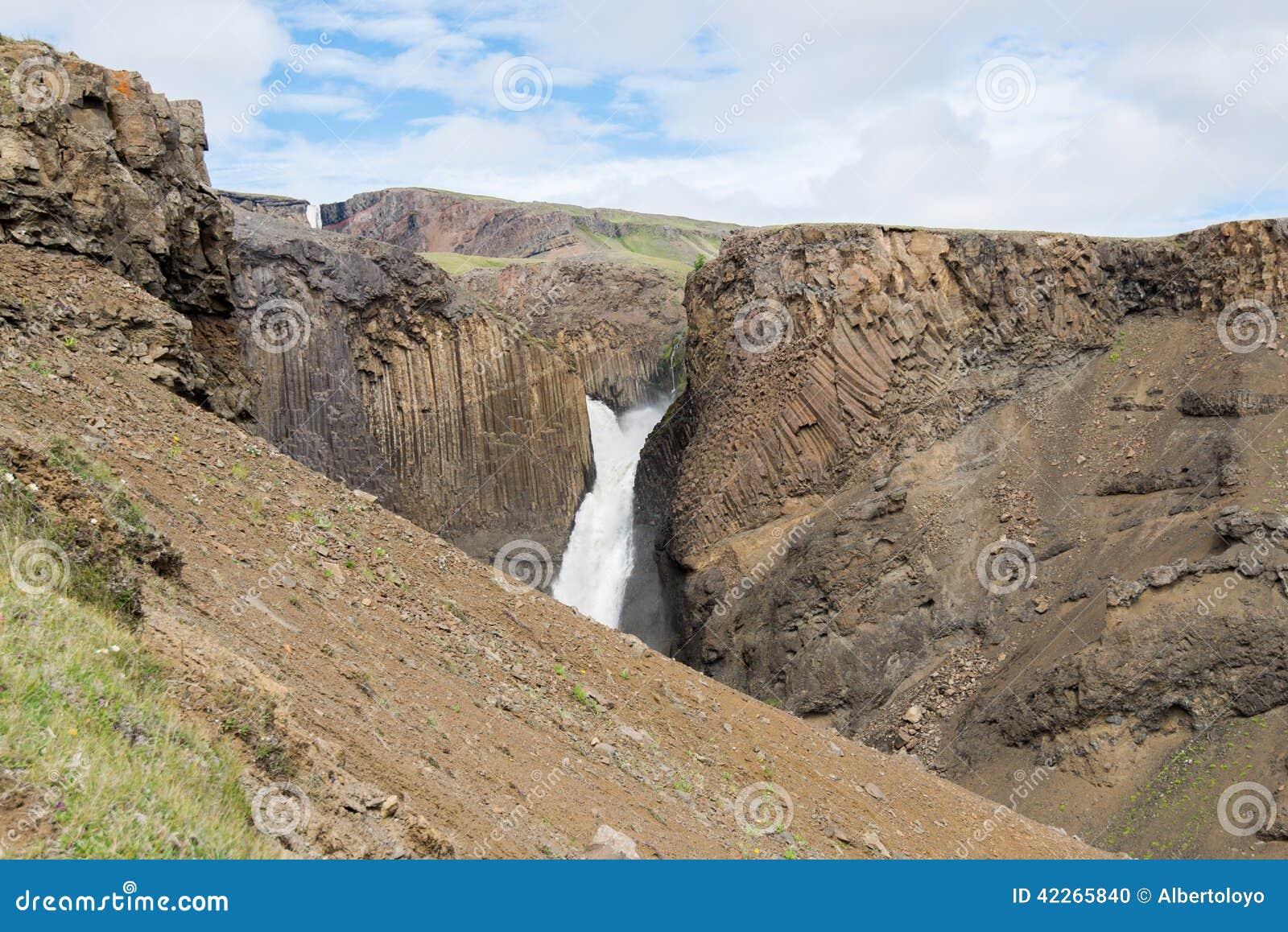 Litlanesfoss Waterfall and Basaltic Rocks, Iceland Stock Photo - Image ...