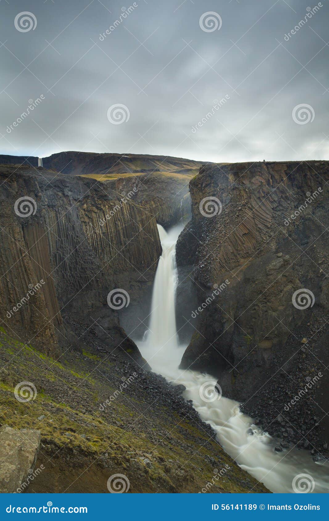 Litlanesfoss waterfall stock image. Image of rock, lagarfljot - 56141189